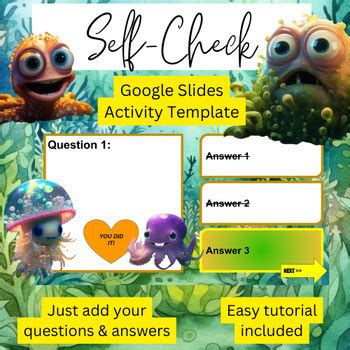 Editable Self Checking Activity Google Slides Game Template Cute Underwater