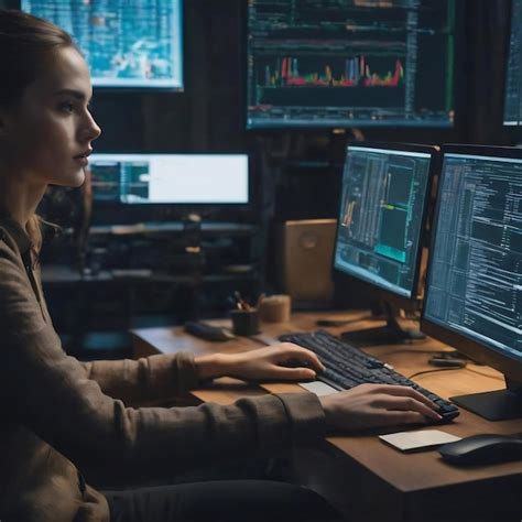 premium ai image programming background with person working with codes on computer