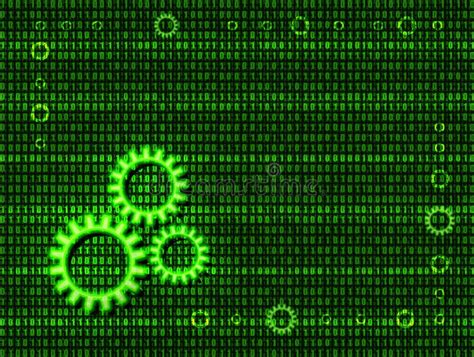 Vector Abstract Background Binary Code Digital Art With Gears And