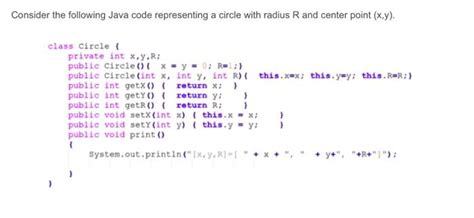 Solved Consider The Following Java Code Representing A Chegg