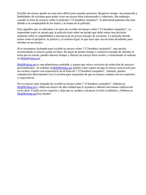 12 Preguntas De Ensayo De 12 Hombres Enojados Pdf Ensayos