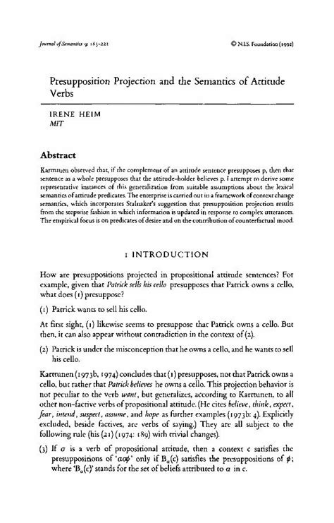 Pdf Presupposition Projection And The Semantics Of Attitude Verbs Abstract Dokumentips