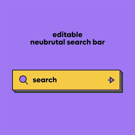 웹 사이트 및 모바일 응용 프로그램 Ui 요소에 대한 편집 가능한 Neubrutal 검색 표시줄 프리미엄 벡터