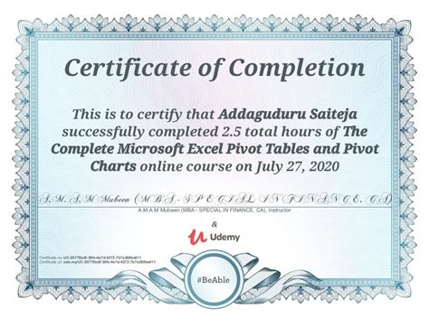 Addaguduru Saiteja On Linkedin One More Certificate This Time Ms Excel