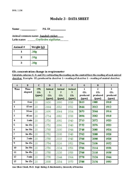 Mod 3 Data Sheet Module 3 Data Sheet Name P Id Animal