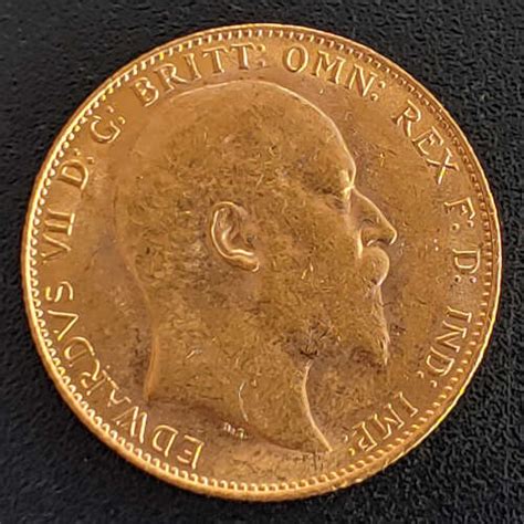 Gb Xf 1910 Edward Vii Gold Sovereign 2355oz Agw All Nations Stamp