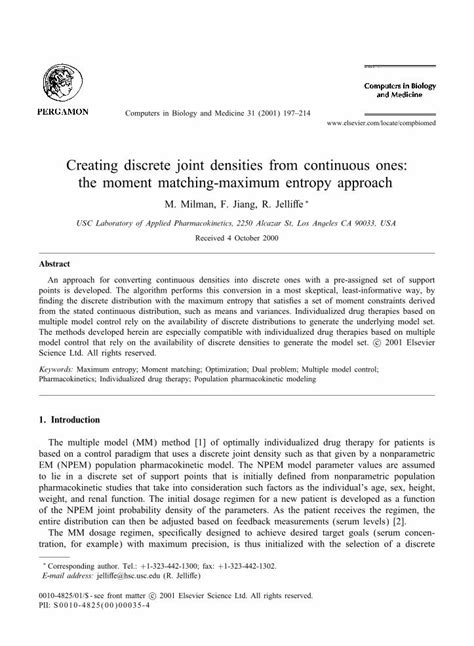 pdf creating discrete joint densities from continuous ones the moment matching maximum