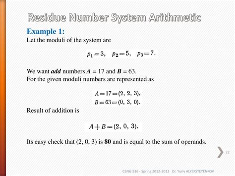 Ppt Advanced Computer Arithmetic Residue Number System Week 4