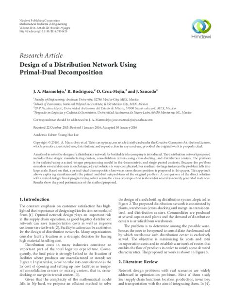 pdf design of a distribution network using primal dual decomposition