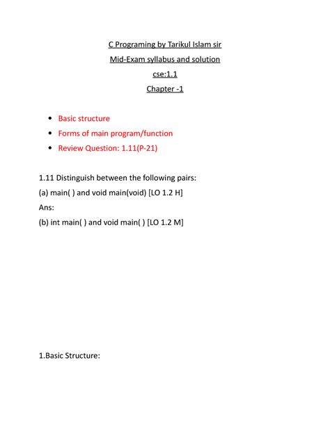C Programing By Tarikul Islam Sir Autosaved C Programing By Tarikul Islam Sir Mid Exam