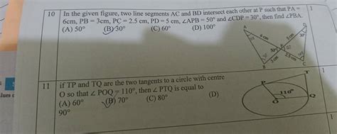 10 in the given figure two line segments ac and bd intersect each other