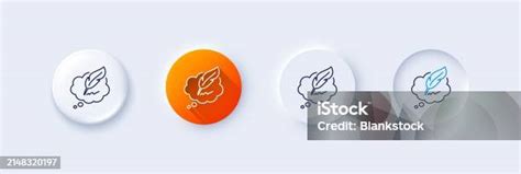 카피라이팅 말풍선 아이콘입니다 깃털 기호입니다 선 아이콘 벡터 3차원 형태에 대한 스톡 벡터 아트 및 기타 이미지 3차원