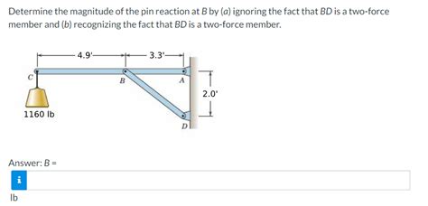Solved Determine The Magnitude Of The Pin Reaction At B By