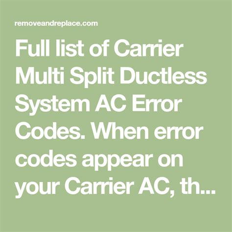 Carrier Split Air Conditioner Ac Error Codes Troubleshooting Artofit