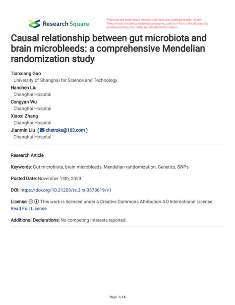 Pdf Causal Relationship Between Gut Microbiota And Brain Microbleeds