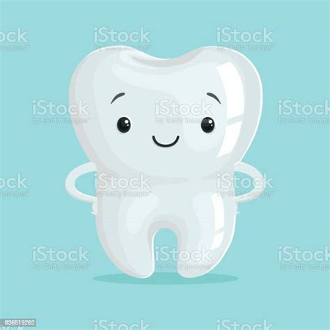 귀여운 건강 한 흰 만화 치아 캐릭터 어린이 치과 개념 벡터 일러스트 레이 션 귀여운에 대한 스톡 벡터 아트 및 기타 이미지