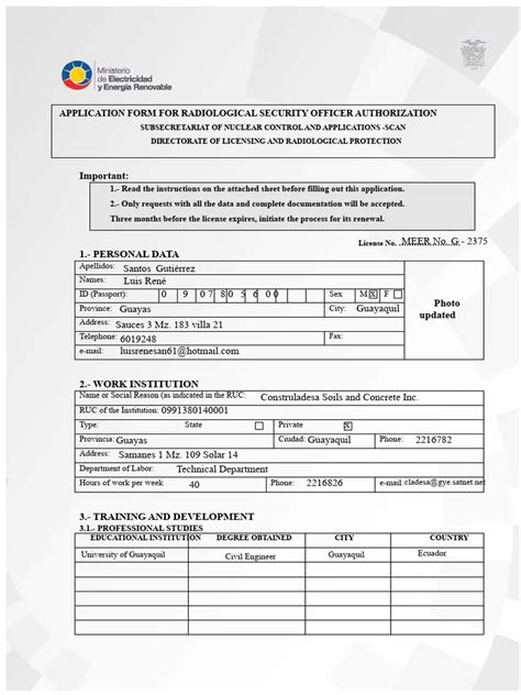 Form For Authorization Of Radiological Safety Officer Eng Santos Pdf