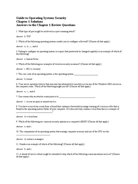 Guide To Operating Systems Security Pdf Operating System Computer Security