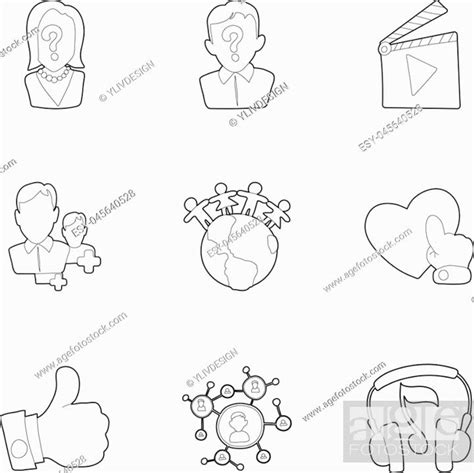 Communication Icons Set Outline Illustration Of 9 Communication Vector