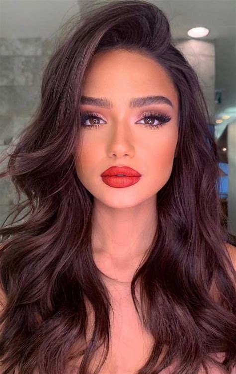 Red Lipstick Makeup Brown Eyes