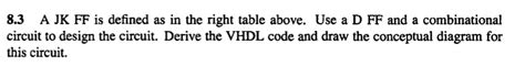 solved 8 3a jk ff is defined as in the right table above use a d ff