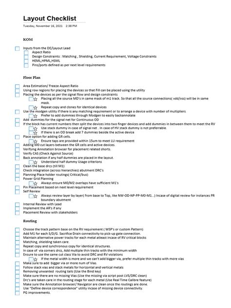 Layout Checklist Download Free Pdf Computing Manufactured Goods