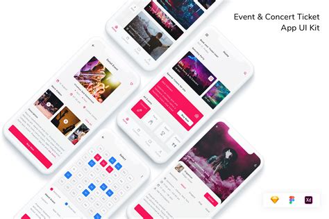 event and concert ticket app ui kit graphic by betush · creative fabrica