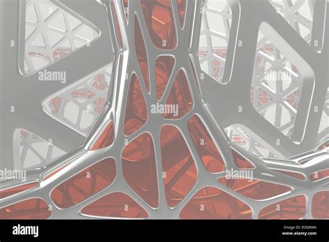 Abstract 3d Rendering Concept Of High Poly Architecture With Steel And Glass Chaotic Mesh Grid