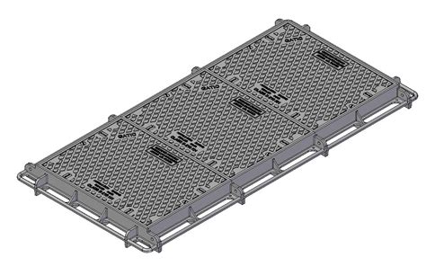 610mm W X 1970mm L Clear Opening Ductile Iron Solid Top Cover And Frame Assembly 3 Part Cover