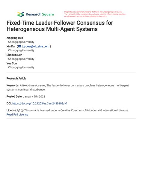 pdf fixed time leader follower consensus for heterogeneous multi