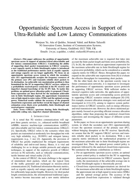 pdf opportunistic spectrum access in support of ultra reliable and
