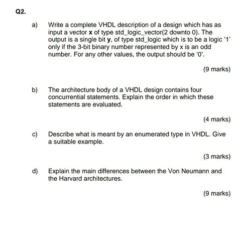Solved Write A Complete Vhdl Description For An Active High