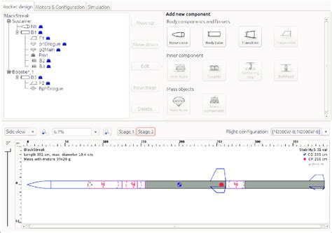 Gui For Designing A Rocket It Contains All The Basic Components