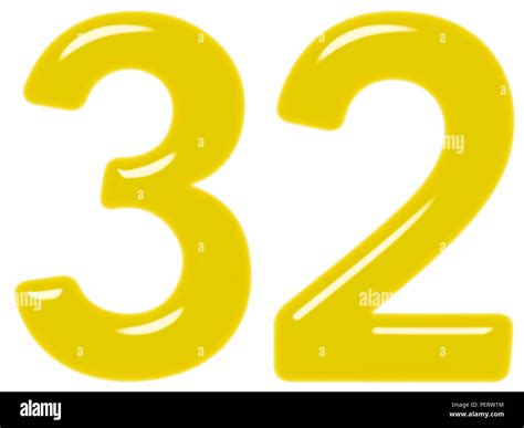 Chiffre 32 Trente Deux Isolé Sur Fond Blanc 3d Render Photo Stock