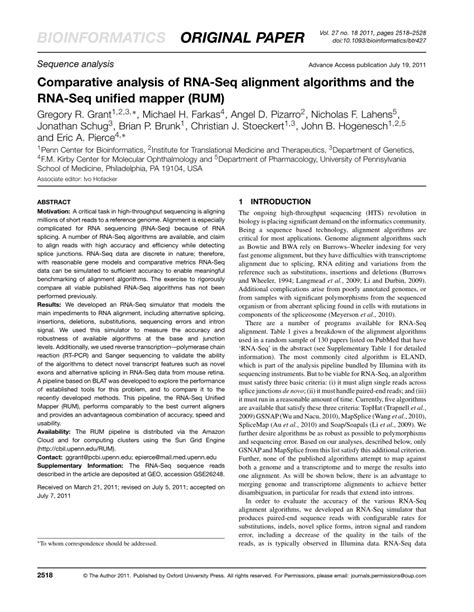 Pdf Comparative Analysis Of Rna Seq Alignment Algorithms And The Rna