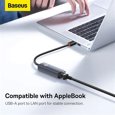 Baseus Lite Series Ethernet Adapter USB A To RJ LAN Port Mbps Black WKQX