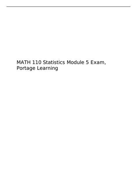 Math 110 Module 5 Exam 5 Portage Learning Statistics Quiz Math 110