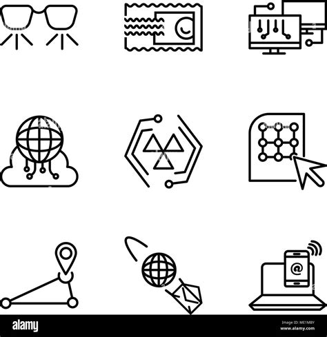 Set Of 9 Simple Editable Icons Such As Smartphone And Laptop Email Planet Pin Click Cells