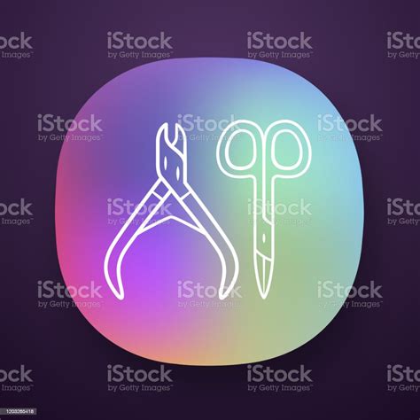 손톱 가위와 매니큐어 니퍼 응용 프로그램 아이콘 Ui Ux 사용자 인터페이스 웹 또는 모바일 응용 프로그램입니다 페디큐어 도구 벡터 격리 그림입니다 바디 케어 위생 액세서리