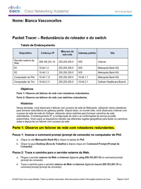 6 2 3 8 packet tracer router and switch redundancy pdf