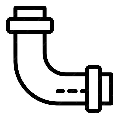 커브 파이프 아이콘 흰색 배경에 고립 된 웹 디자인을 위한 개요 커브 파이프 벡터 아이콘 프리미엄 벡터