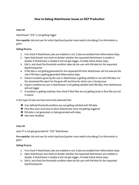 Watchtower Issue Debug Process Pdf Debugging Software Engineering