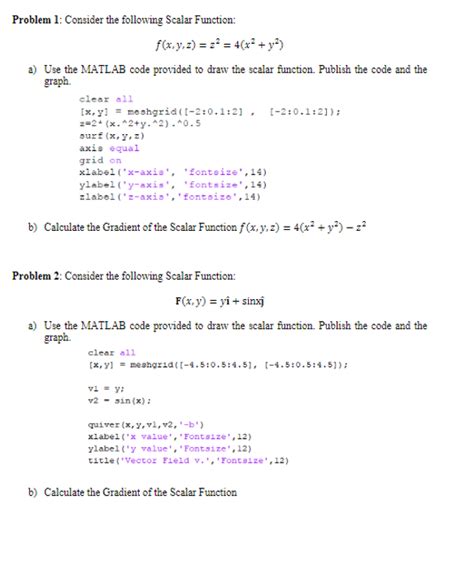 Solved Problem Consider The Following Scalar Function Chegg