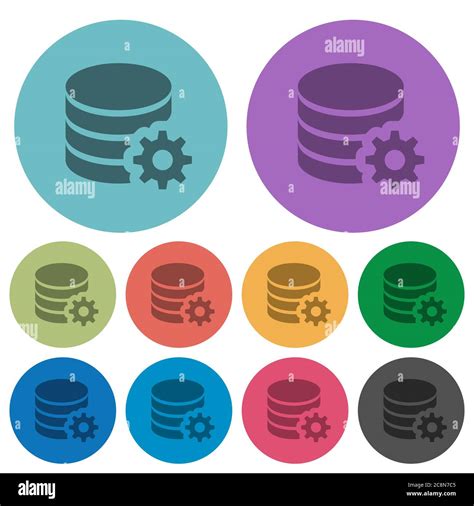 Color Database Configuration Flat Icon Set On Round Background Stock Vector Image And Art Alamy