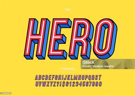 벡터 영웅 글꼴 3d 굵은 스타일 컴퓨터 글자에 대한 스톡 벡터 아트 및 기타 이미지 컴퓨터 글자 재미 로고 Istock