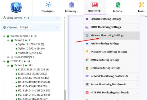 configuring vmware monitoring network monitoring tools
