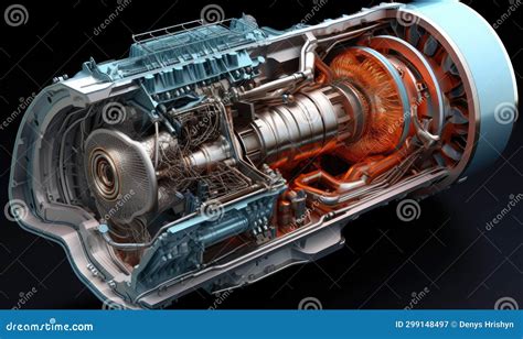 Inside The Fiery Depths A Glimpse Into The Jet Engine S Inner Workings Stock Illustration