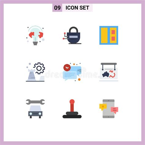 Group Of 9 Flat Colors Signs And Symbols For Bubble Setting Passward Chess Strategy Stock