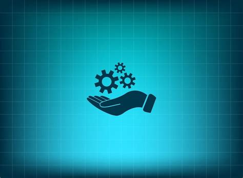 기어 설정 기호 파란색 바탕에 터 일러스트레이션 Eps 10 프리미엄 벡터