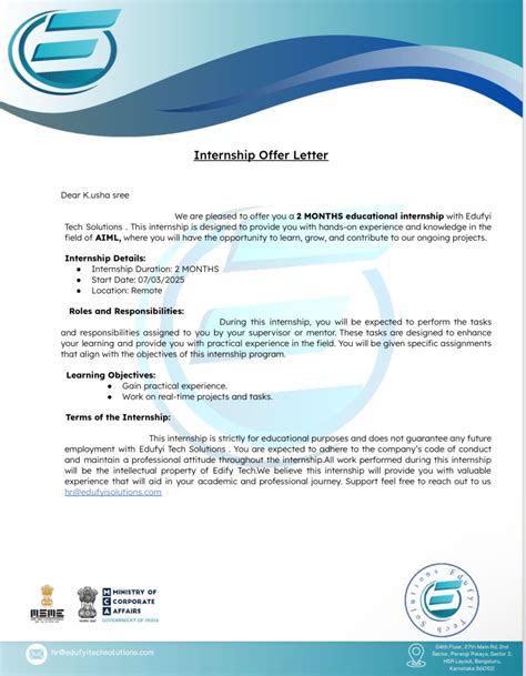 Internship Aiml Python Careergrowth Edufyitechsolutions Usha Kana